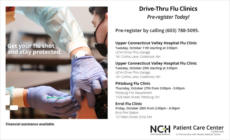 Drive-Thru Flu Clinics (Colebrook Area) - Upper Connecticut Valley Hospital